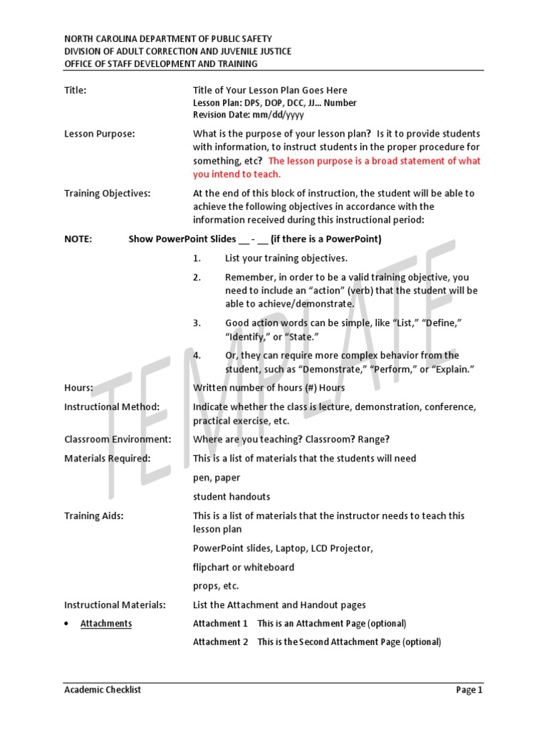 The Lesson Purpose Is A Broad Statement of What You Intend To Teach ...