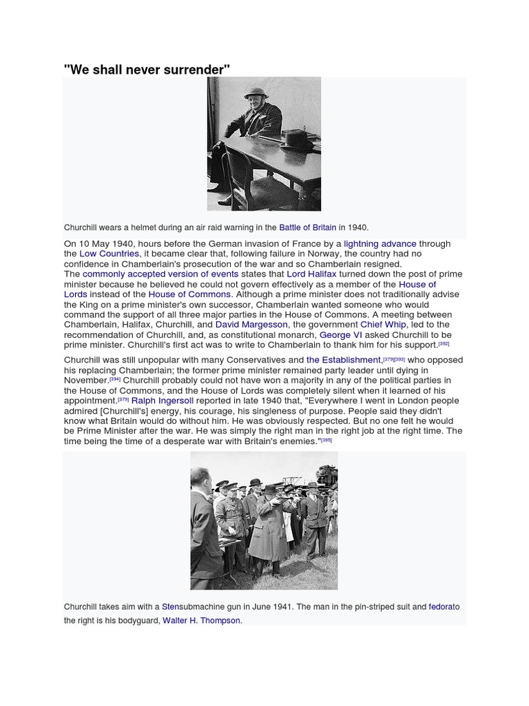 Churchill's "We Shall Never Surrender" | PDF | Winston Churchill ...
