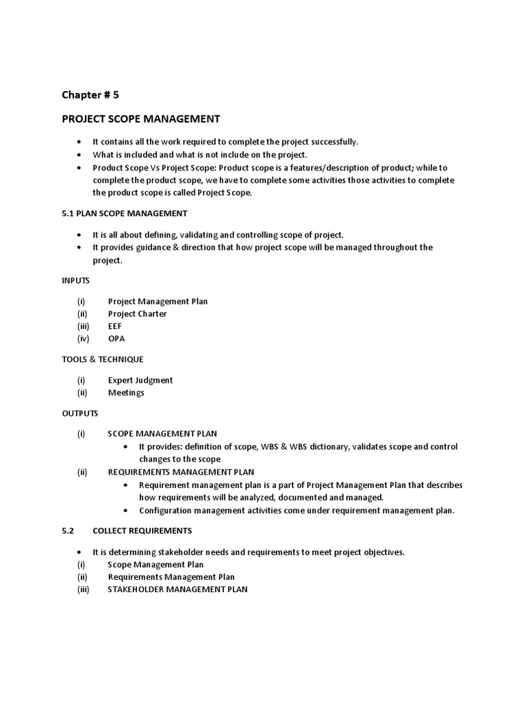 Chapter 5 - Project Scope Management | PDF | Project Management ...