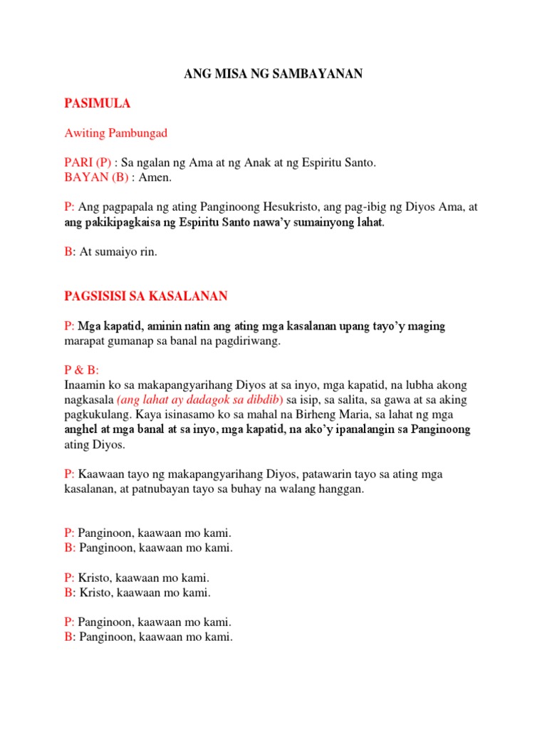 Ang Misa NG Sambayanan | PDF