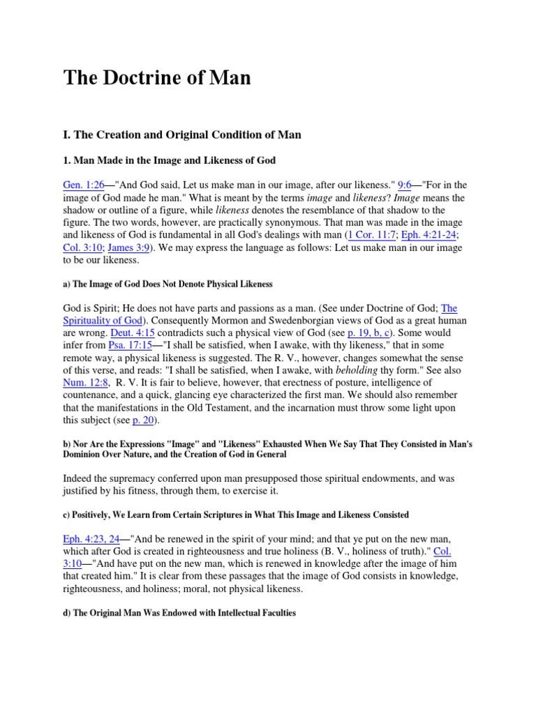 The Doctrine of Man | PDF | Adam And Eve | Sin