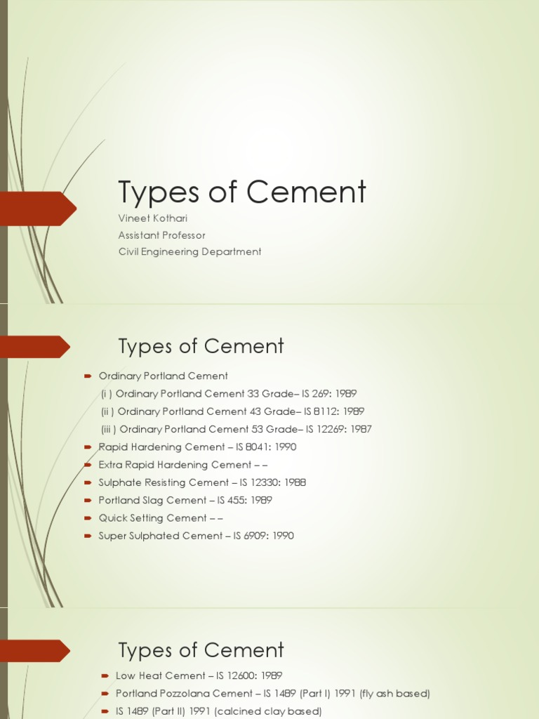 Types of Cement | PDF | Cement | Concrete