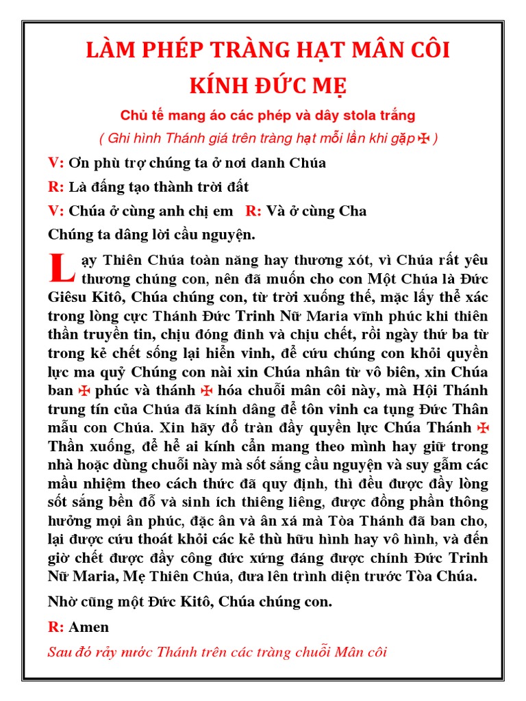 Nghi TH C Làm Phép Chu I Mân Côi Và Tư NG Thánh Giá | PDF