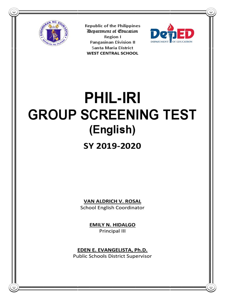 Group Screening Test: Phil-Iri | PDF