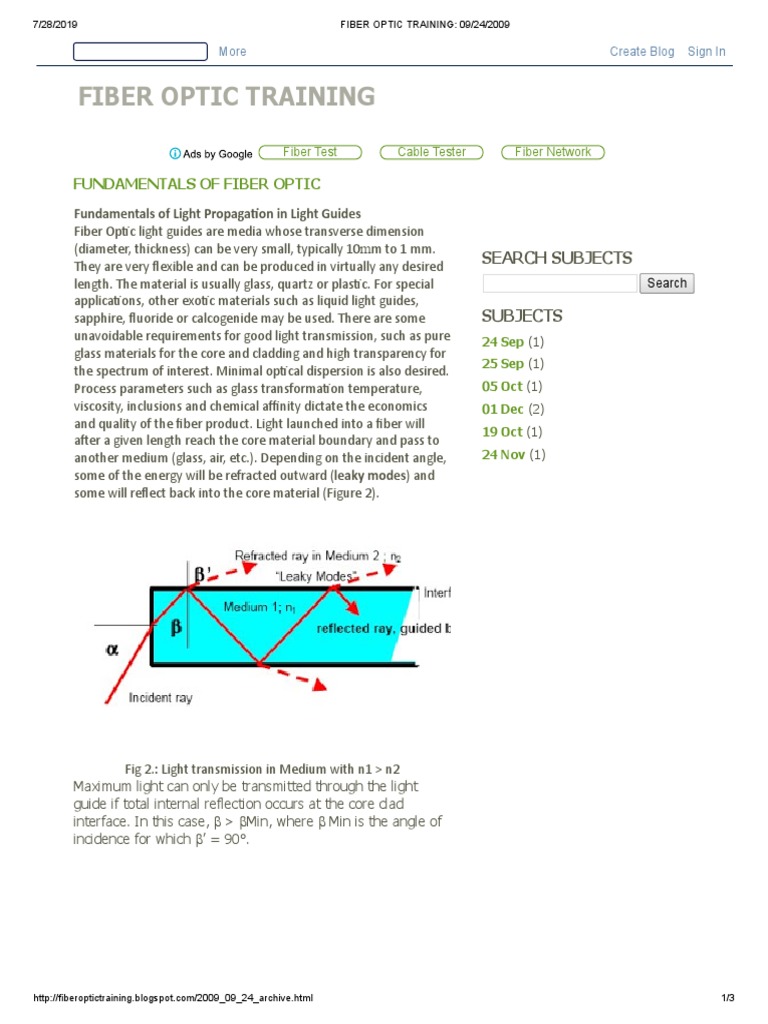Fiber Optic Training - 09-24-2009 | PDF | Optical Fiber | Optics