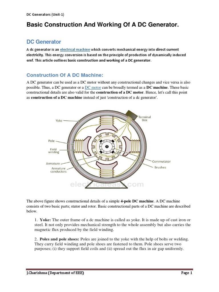 Basic Construction and Working of A DC Generator | PDF ...