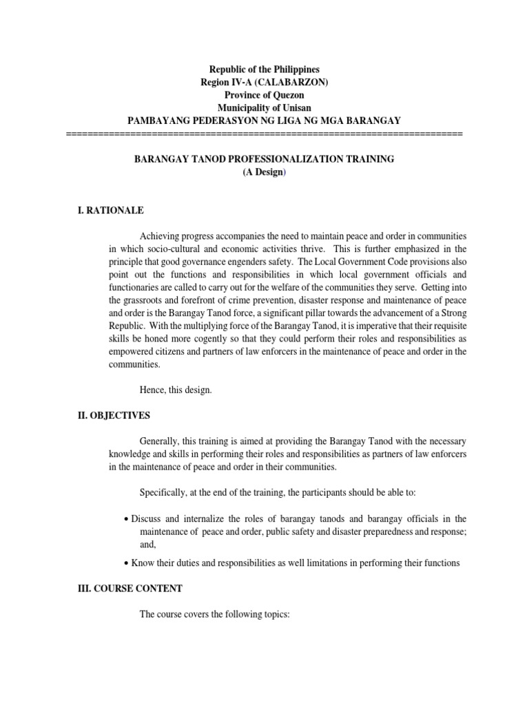 Tanod Project Design | PDF | Public Sphere | Social Institutions