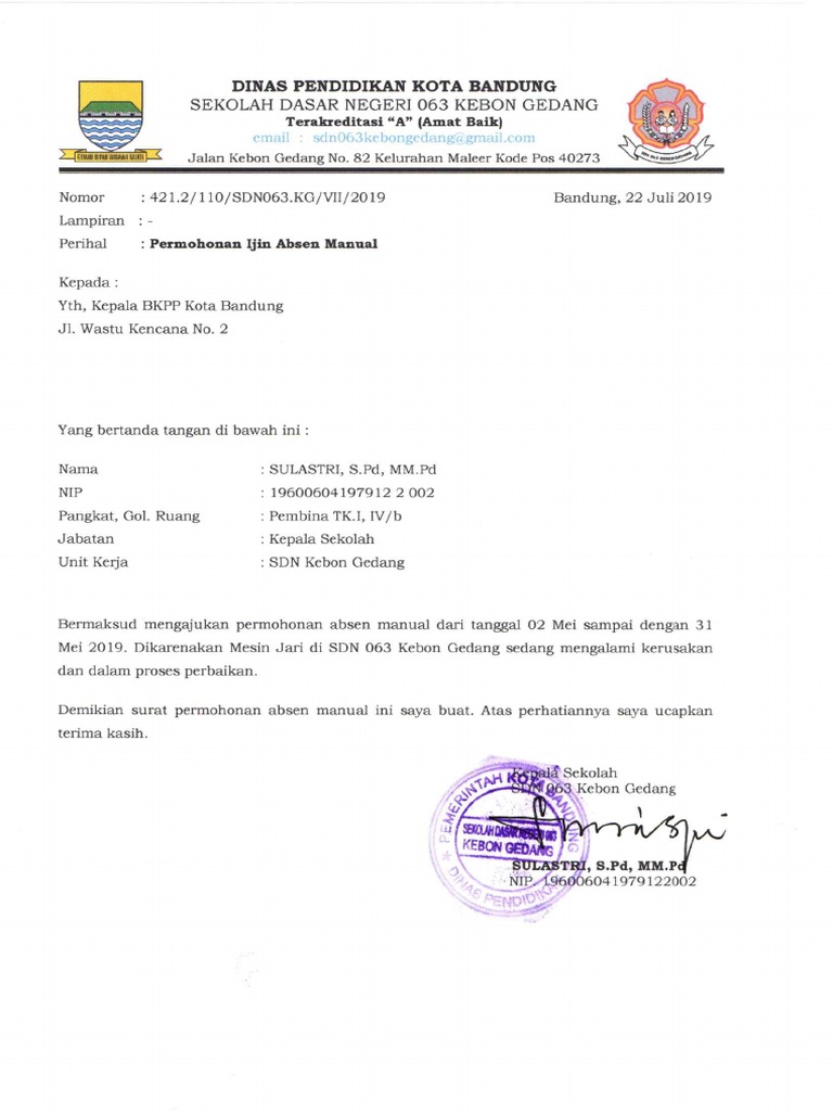 SURAT PENGAJUAN ABSEN MANUAL