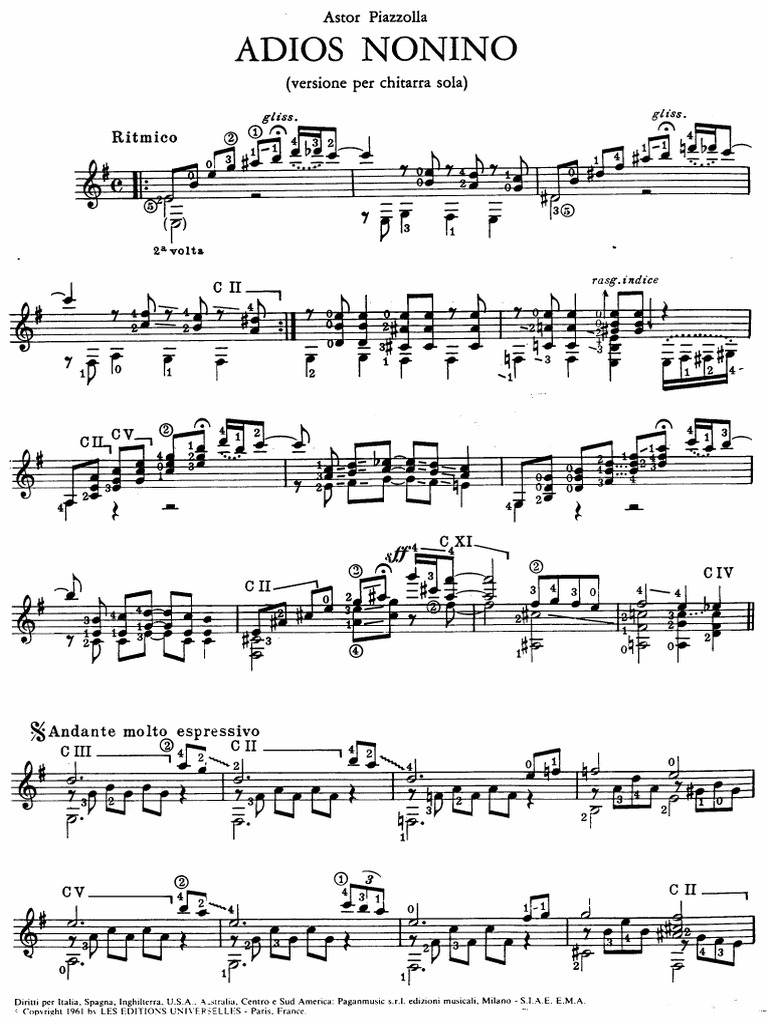 Adiós Nonino Astor Piazzolla | PDF