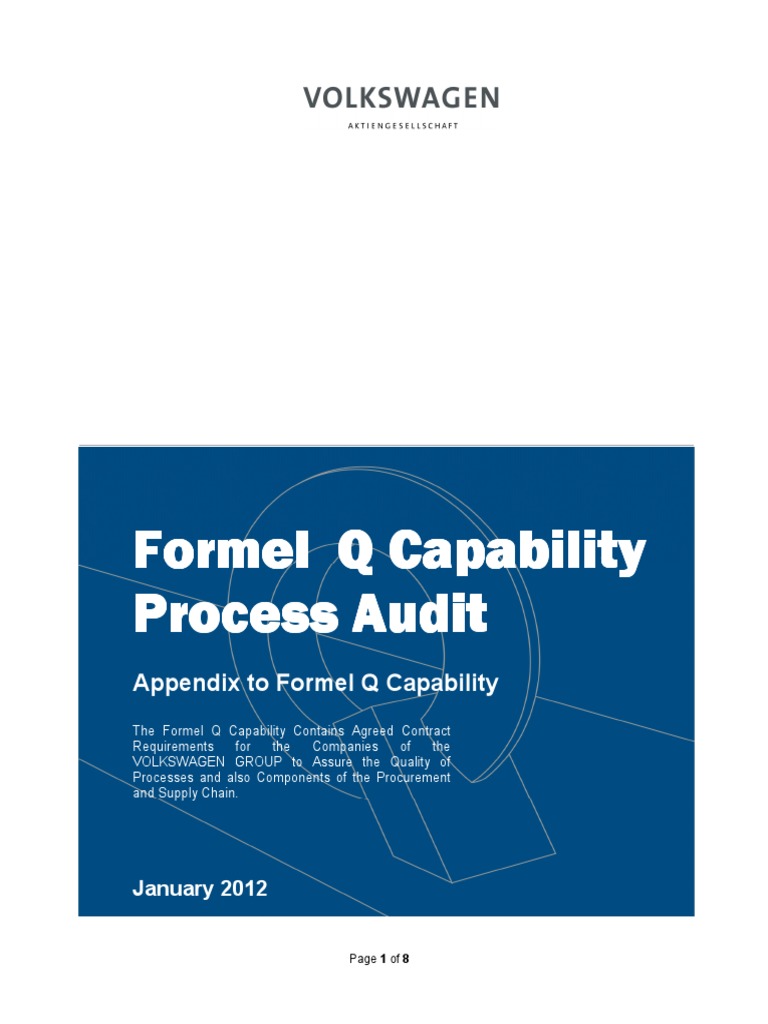 Formel Q Capability Process Audit | PDF | Audit | Supply Chain