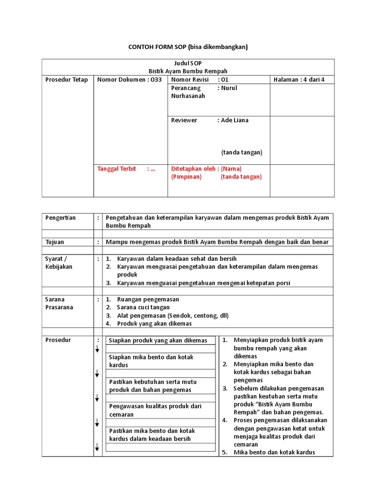 SOP Pengemasan | PDF