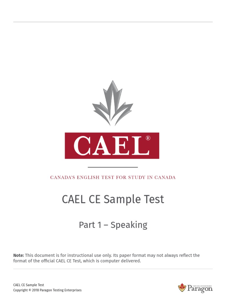 CAEL CE Sample Test Part 1 | PDF | Question | Cognition