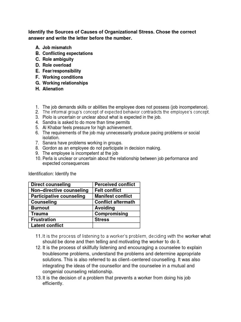 Identifying Sources of Organizational Stress: Understanding Role ...