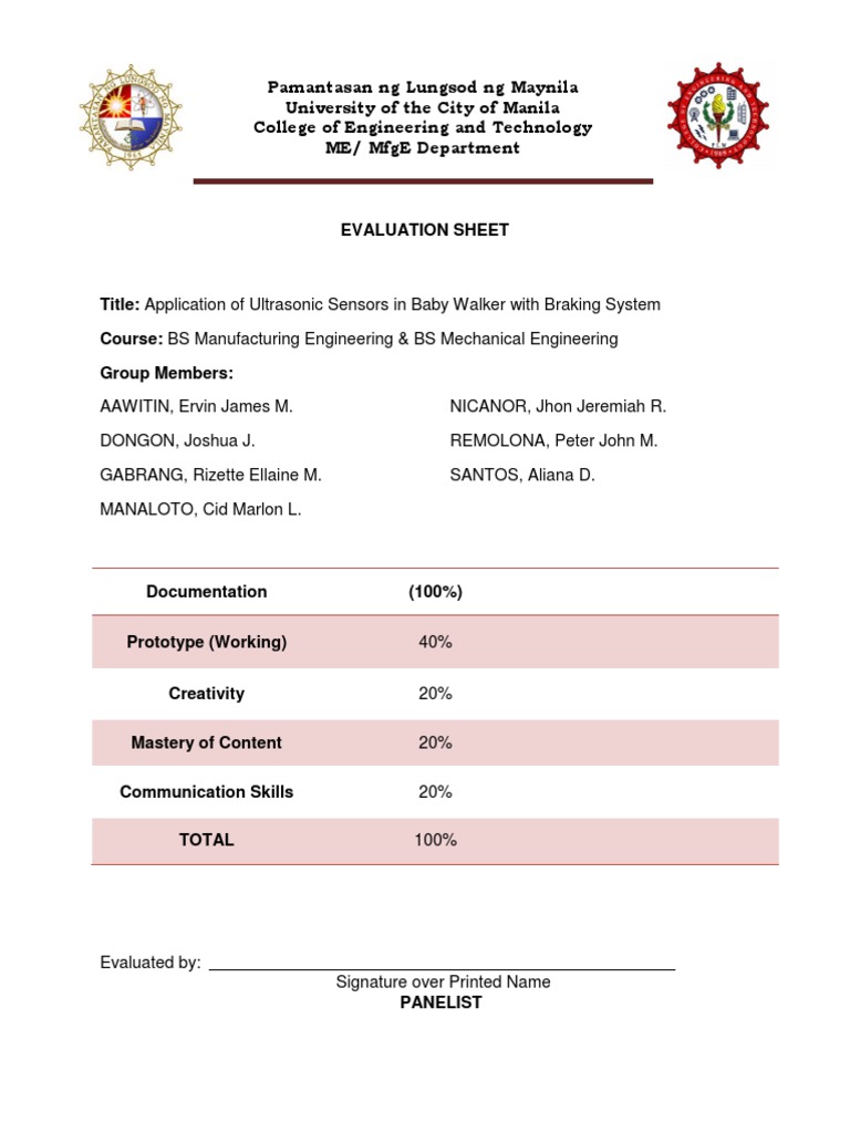 Evaluation Sheet (Template) | PDF