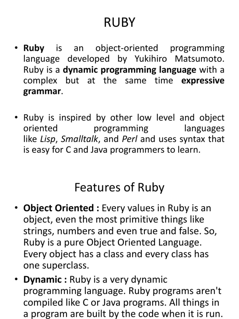 Ruby | PDF | Ruby (Programming Language) | Object Oriented Programming