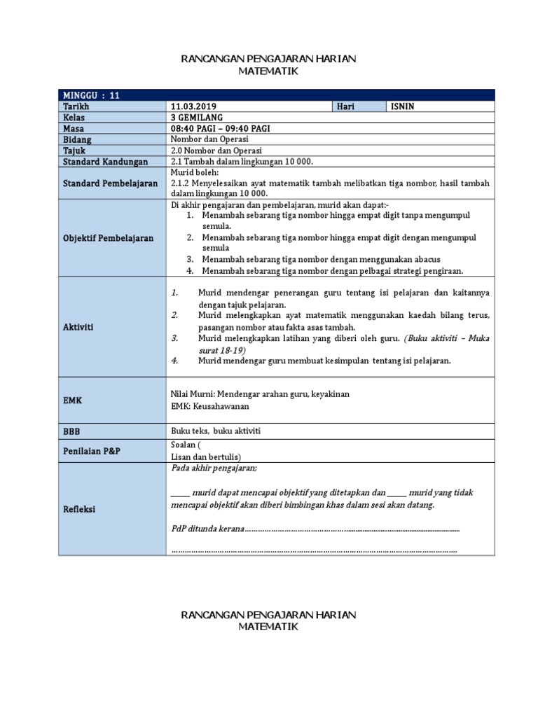 Contoh RPH 12 | PDF | Karier & Perkembangan | Seni