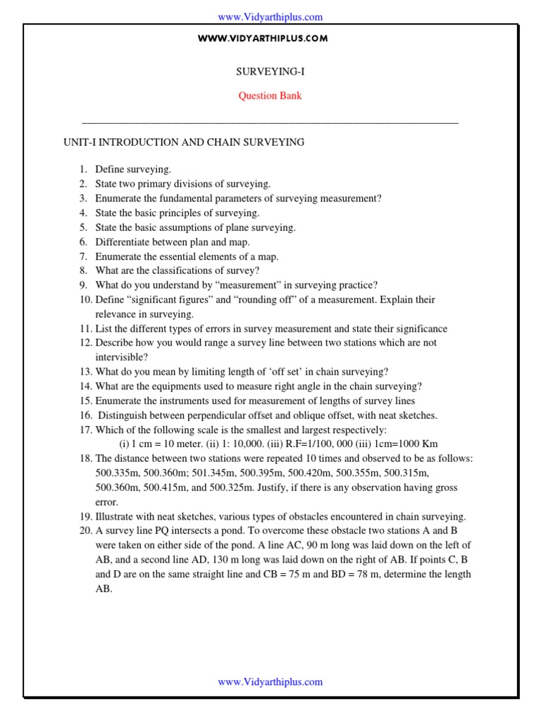 Surveying Principles and Question Bank | PDF | Surveying | Tangent