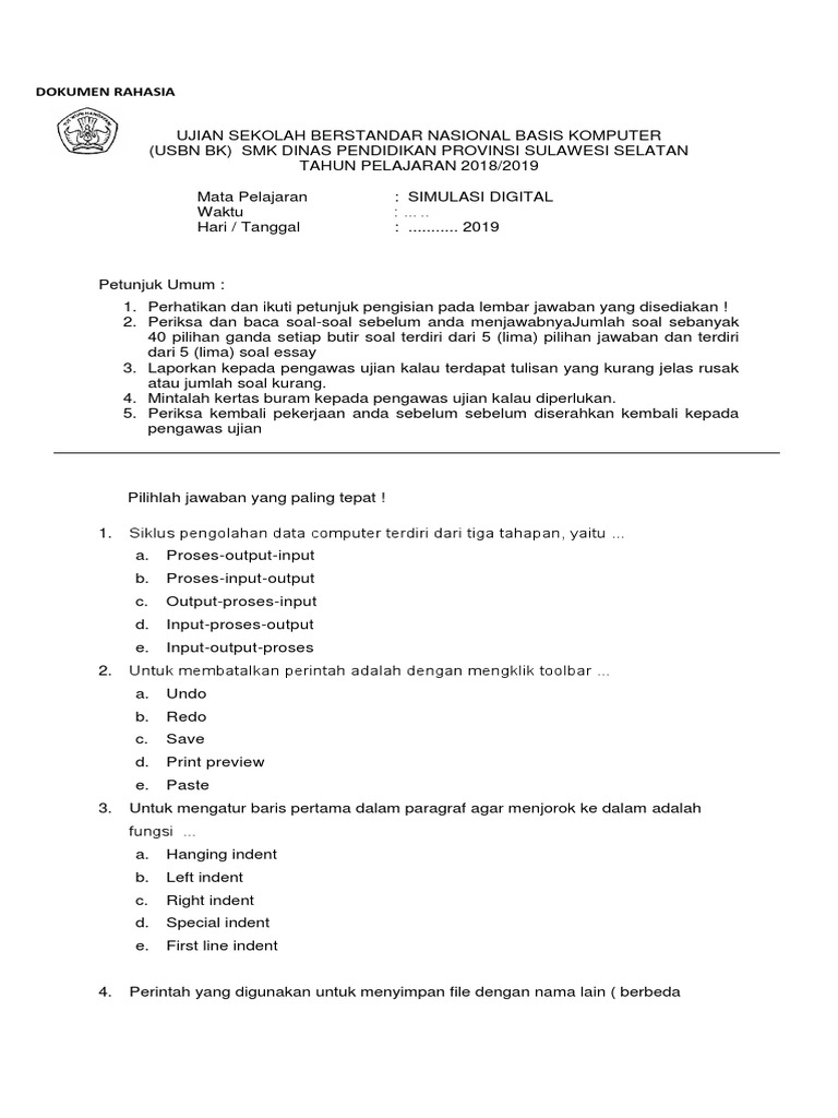 Soal Tugas | PDF | Metode & Bahan Ajar | Komputer
