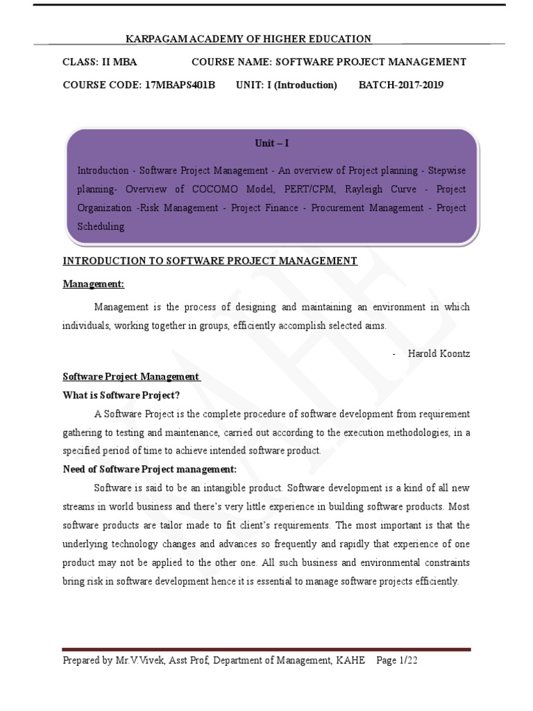 SPM-Unit I | Download Free PDF | Project Finance | Business