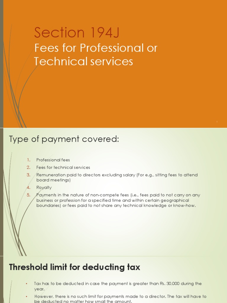 Section 194J: Fees For Professional or Technical Services | PDF ...