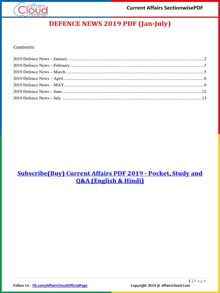 2019 Defence by AffairsCloud PDF | PDF | Military Science | Military