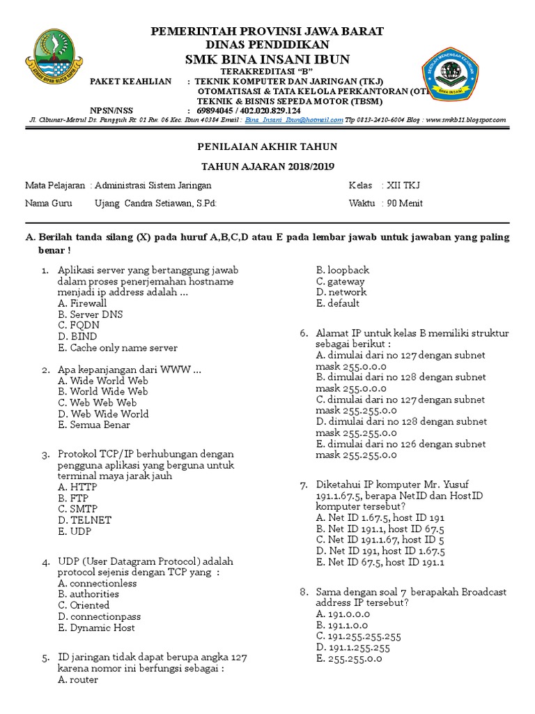 Soal Asj Kelas 11 | PDF