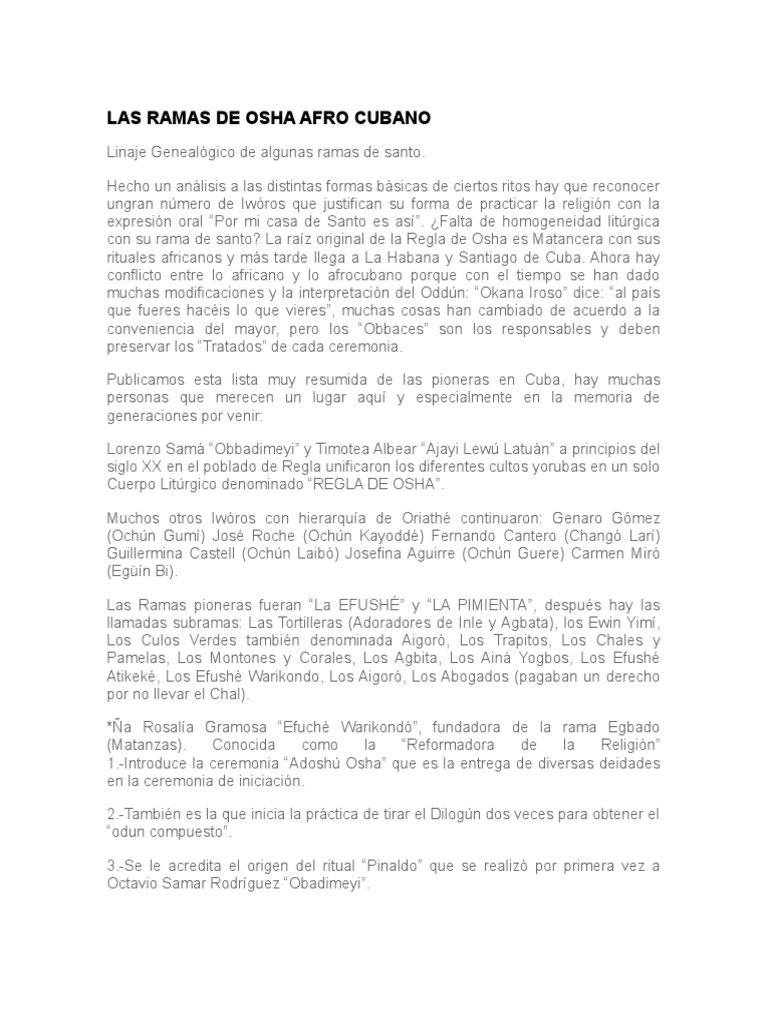 Las Ramas de Osha Afro Cubano | PDF | Cuba | Santeria