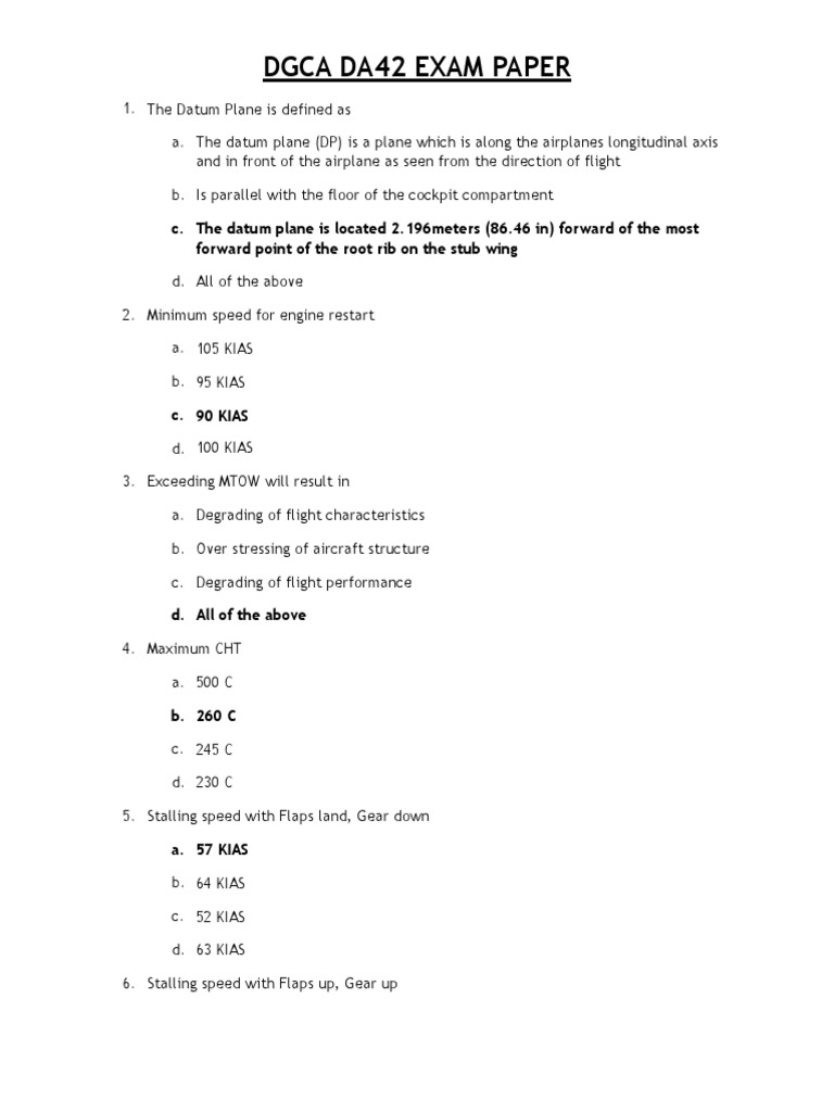 Dgca Da42 Exam Paper | PDF | Aviation | Vehicles