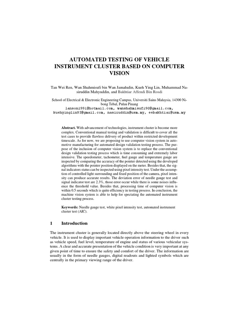Automated Needle Gauge Testing System | PDF | Computer Vision | Automation