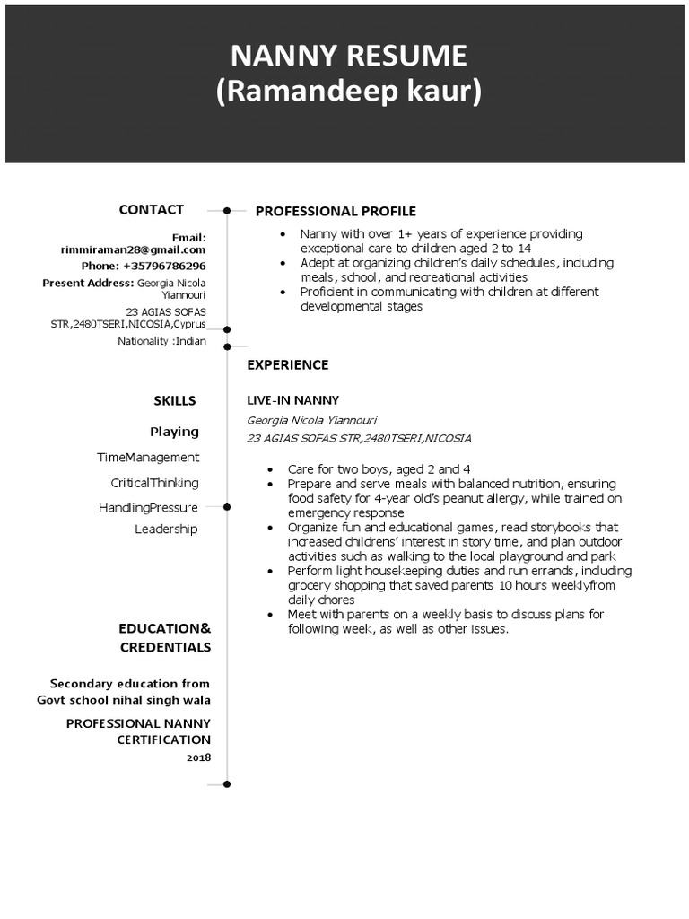 Nanny Resume Sample | PDF