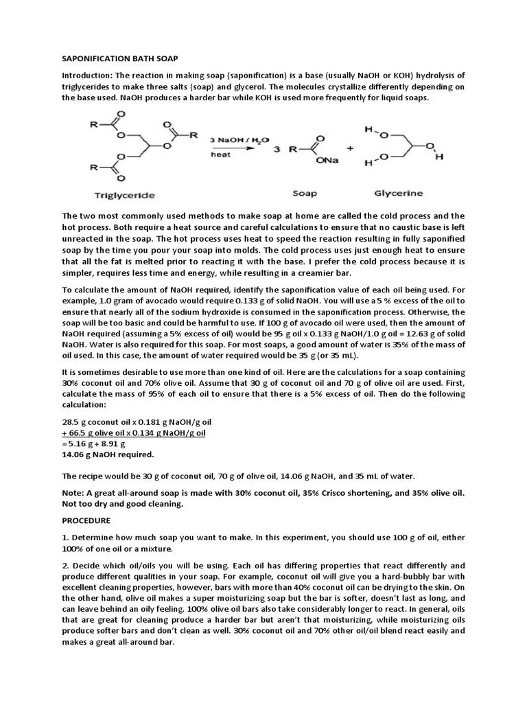 Saponification Guide for Soap Making | PDF | Sodium Hydroxide | Soap