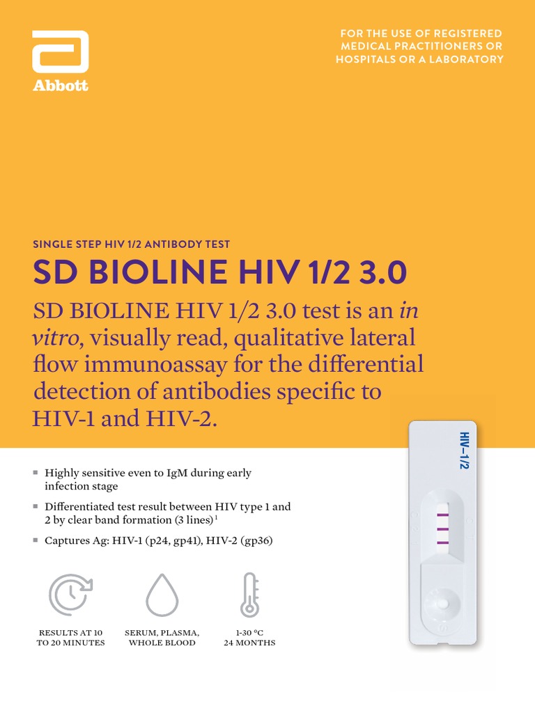 Alere SD Bioline HIV 1/2 Brochure | PDF | Hiv | Sensitivity And Specificity