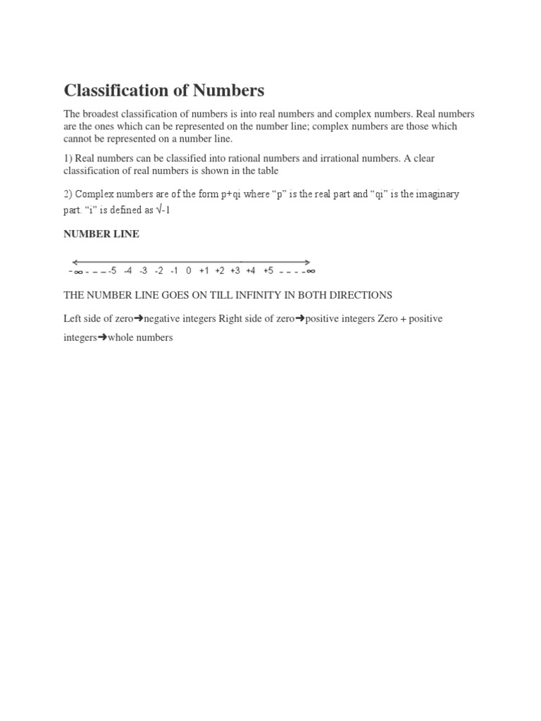 Classification of Numbers: Number Line | PDF | Numbers | Natural Number