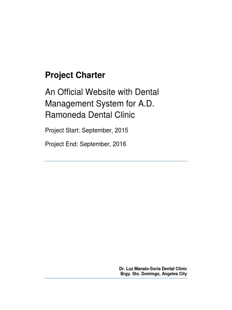 Project Charter: An Official Website With Dental Management System For ...
