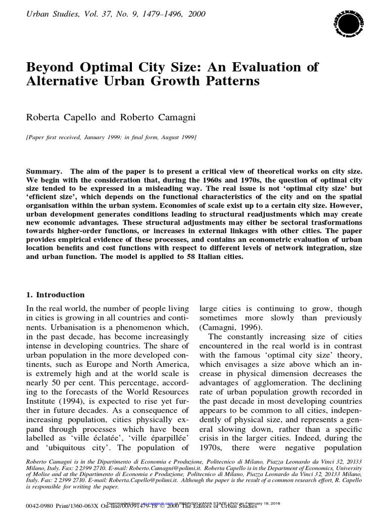 Beyond Optimal City Size: An Evaluation of Alternative Urban Growth ...