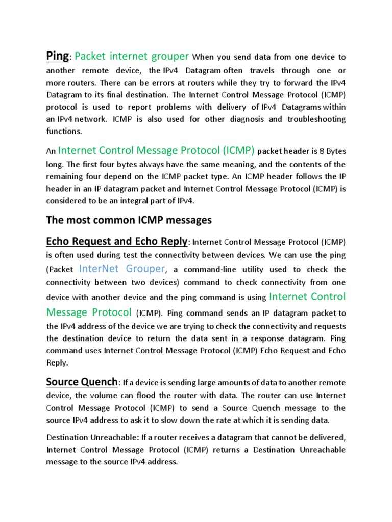 Understanding ICMP and Ping Command | PDF | Business | Computers