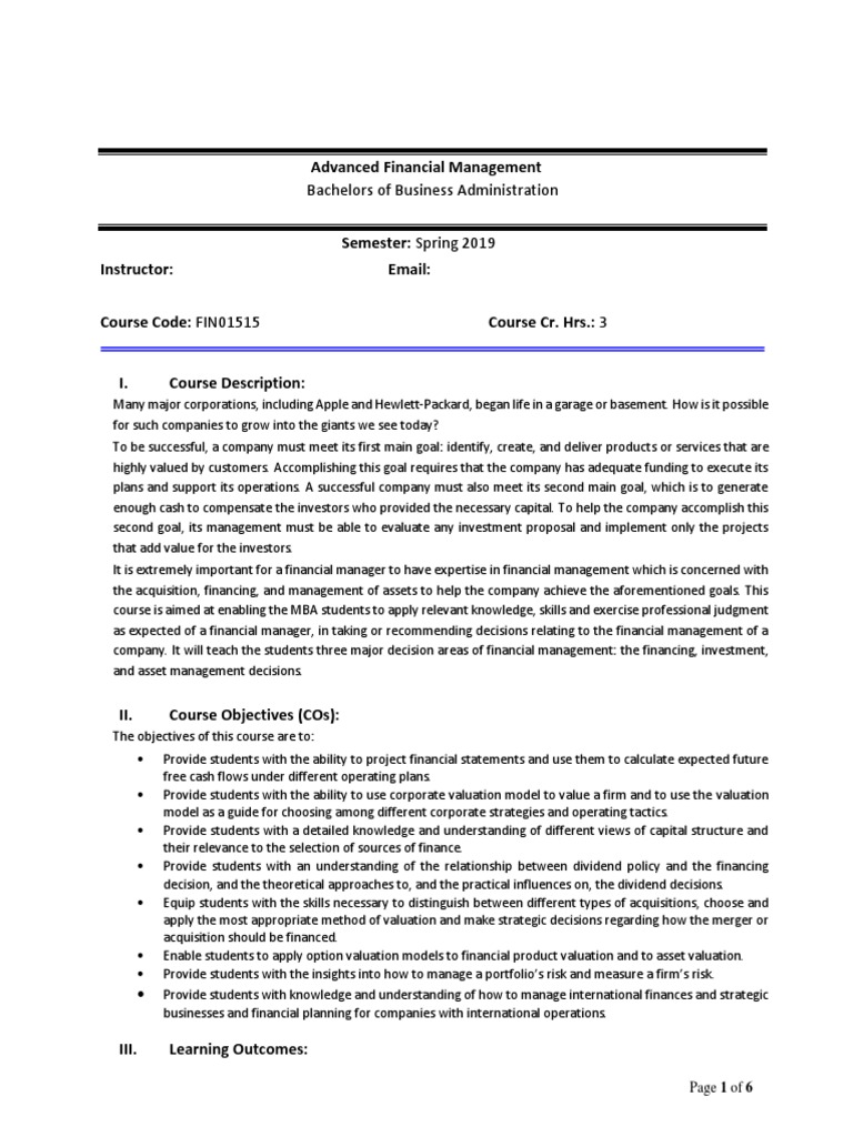 Advance Financial Management | Download Free PDF | Valuation (Finance ...