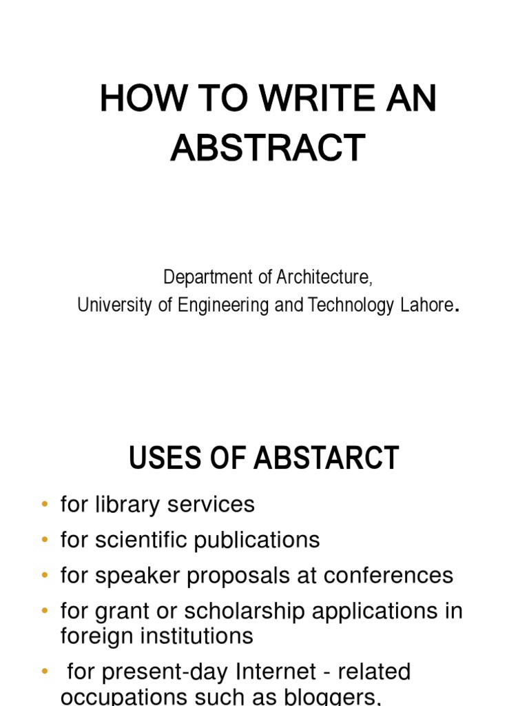 How to Write an Abstract | Abstract (Summary) | Search Engine Optimization