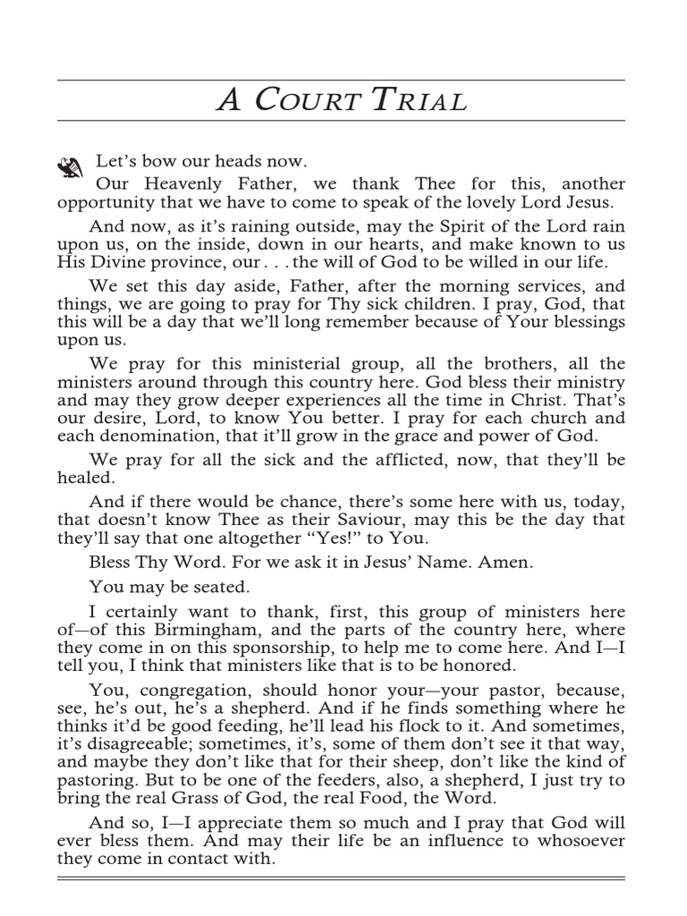 A Court Trial VGR 64-0412 | PDF | God The Father | Testimony