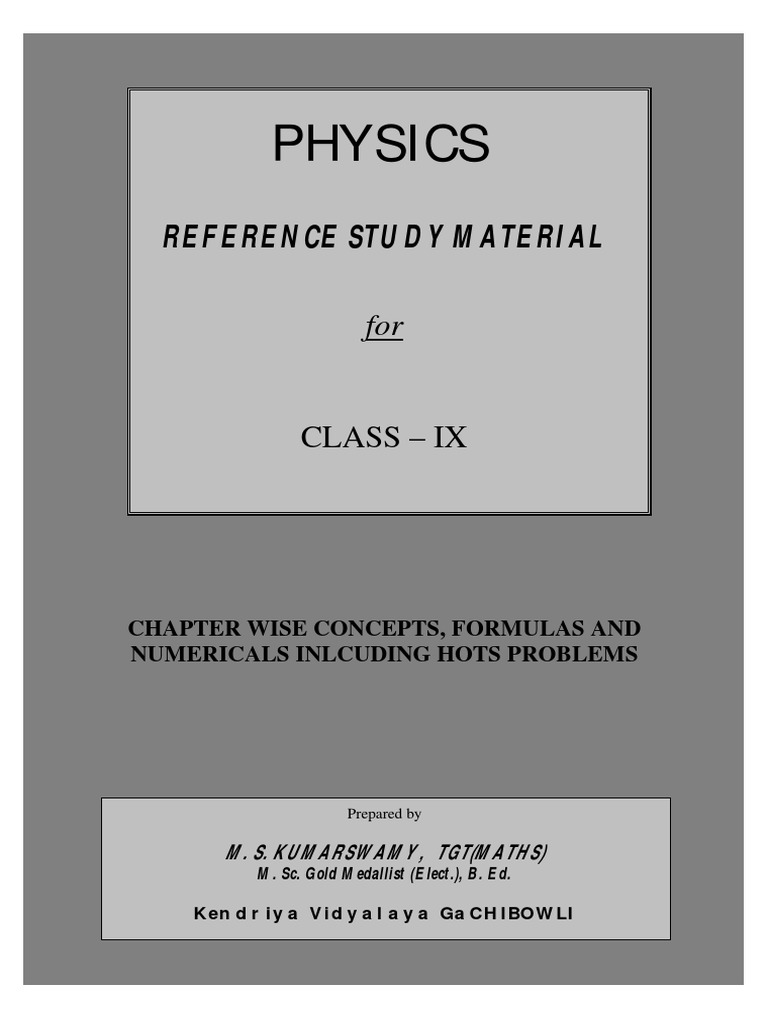 Physics Class Ix Reference Study Material | PDF | Acceleration | Velocity