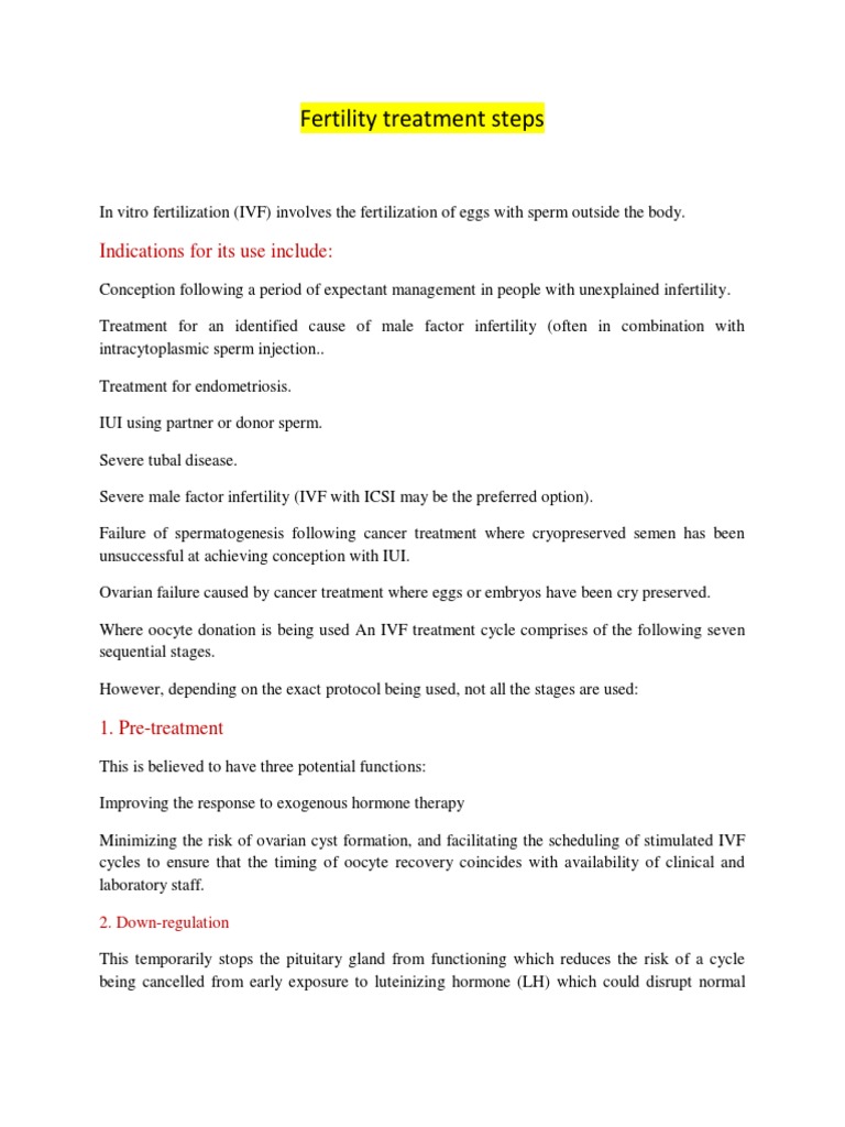 IVF Treatment Steps Explained | PDF | In Vitro Fertilisation | Ovary