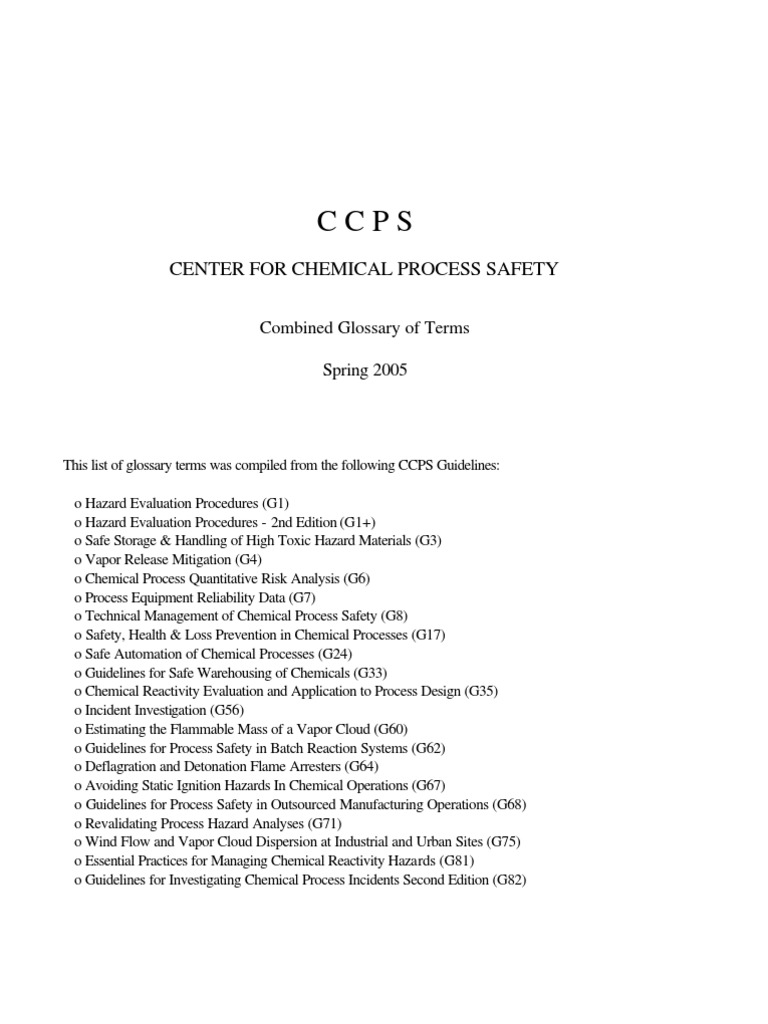 CCPS Combined Glossary | PDF