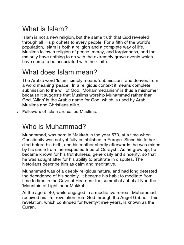 What Is Islam?: Followers of Islam Are Called Muslims | PDF | Muhammad ...