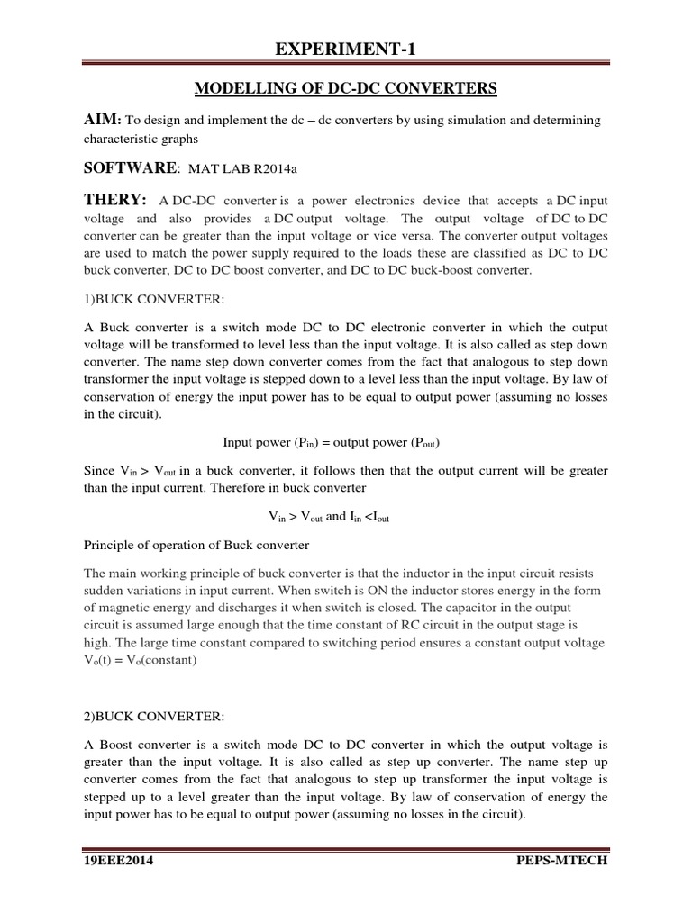Modelling and Simulation of DC-DC Buck, Boost, and Buck-Boost ...
