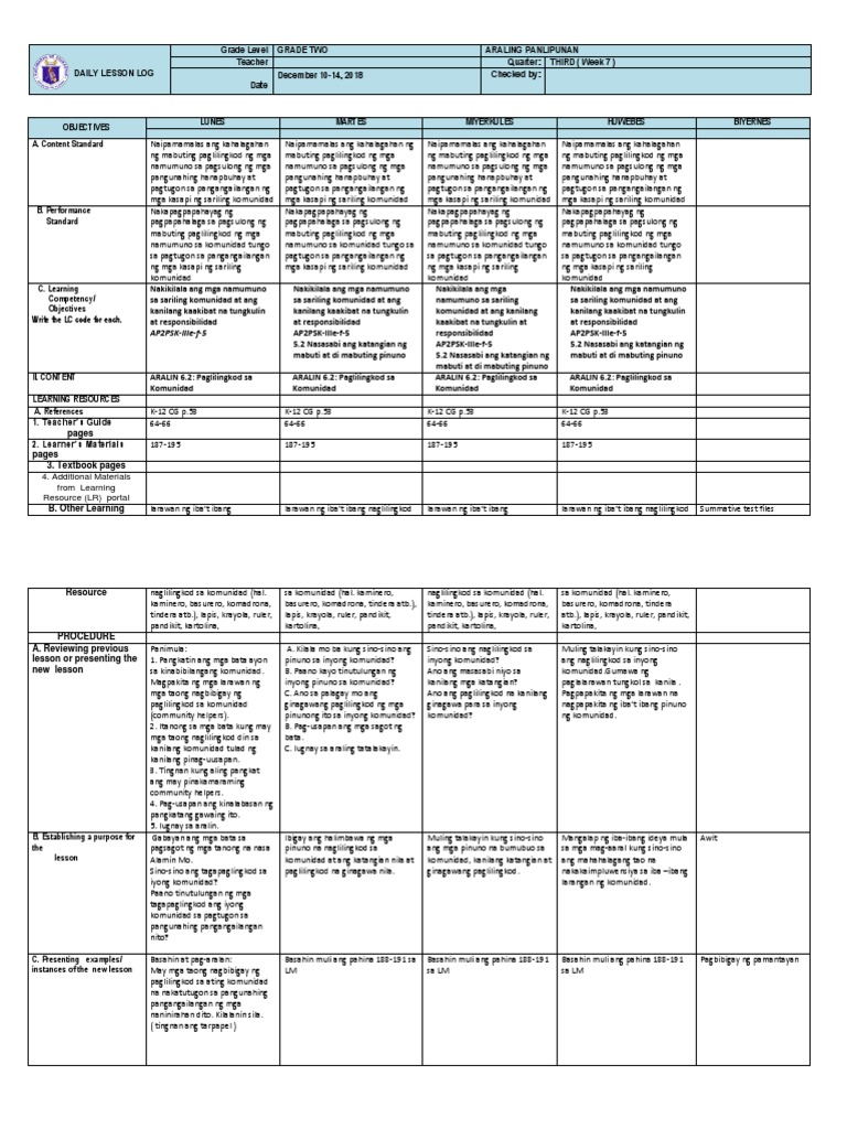 AP 2 q3 Week 7 DLL | PDF