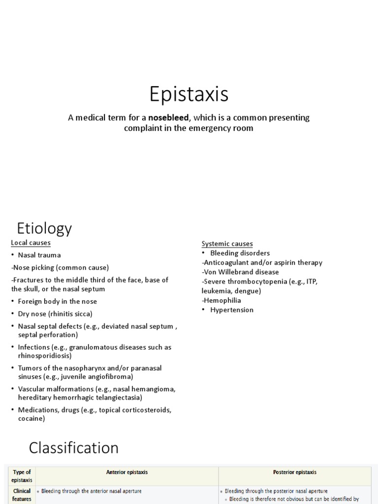 Epistaxis: A Medical Term For A Nosebleed, Which Is A Common Presenting ...