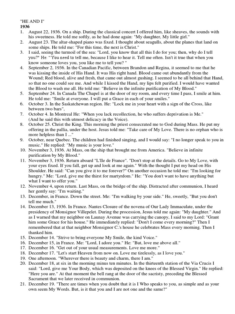 HE and I Gabrielle Bossis Complete | PDF | Eucharist | Penance