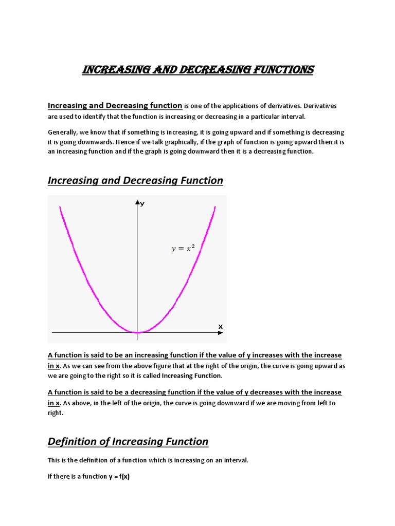 Increasing and Decreasing Function | Download Free PDF | Monotonic ...