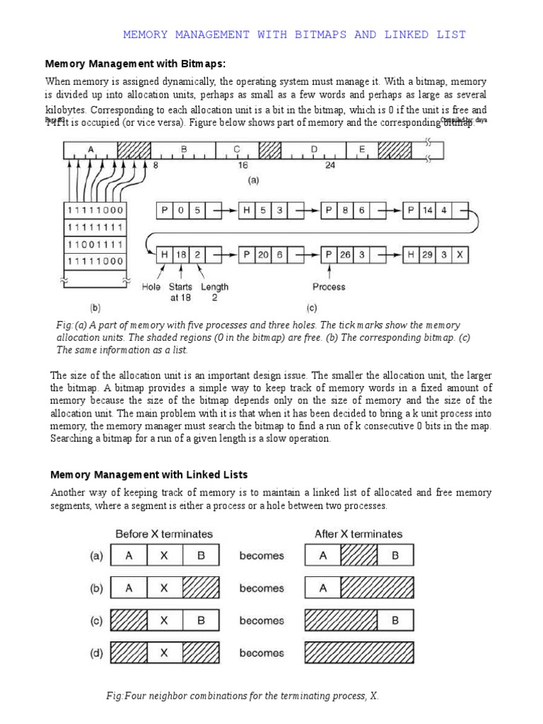 Memory Management With Bitmaps And Linked List Pdf Pointer Computer Programming