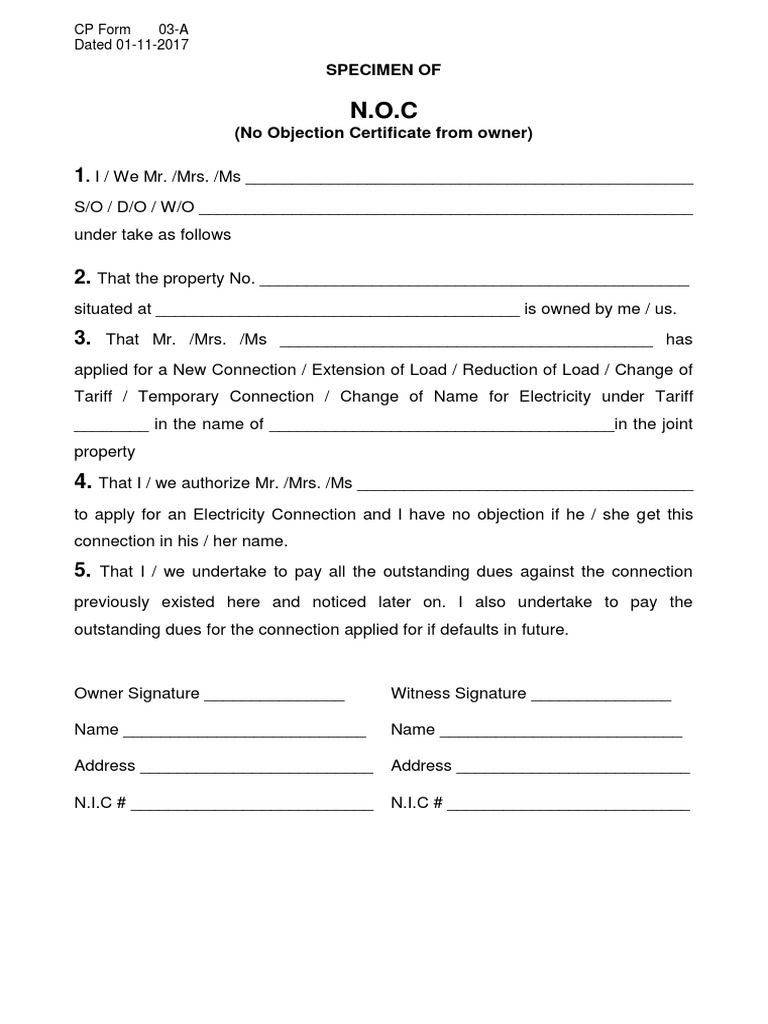 NOC NC Specimen | PDF | Law